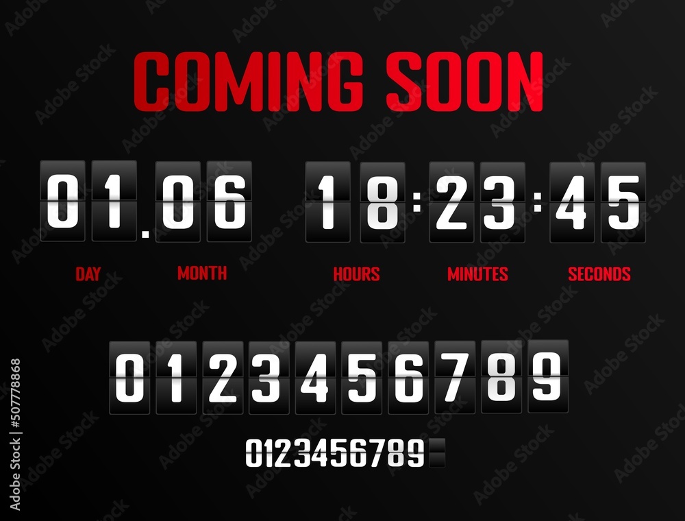Airport Countdown Timer Vector Analog Clock Counter Black Flip Panel