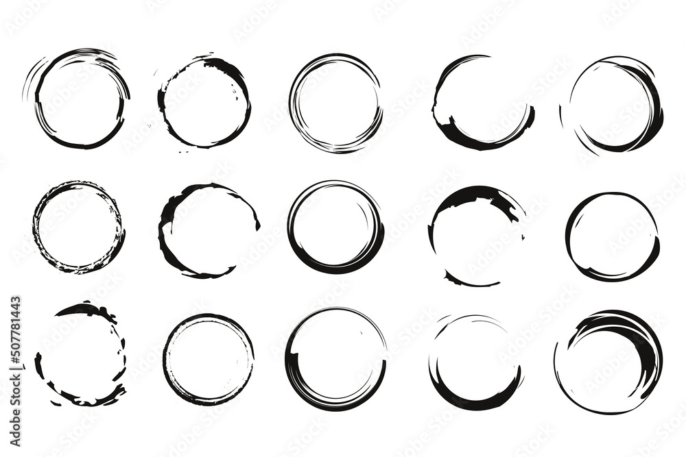 Set of vector black circles. Black spots on white background isolated ...