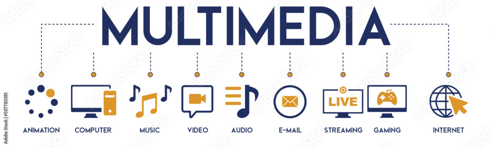 Banner of multimedia vector illustration concept with the icon of ...