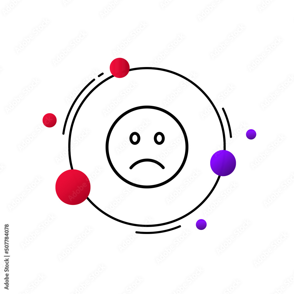 Sad emoticon line icon. Upset, feelings, resentment, offended, hurt ...