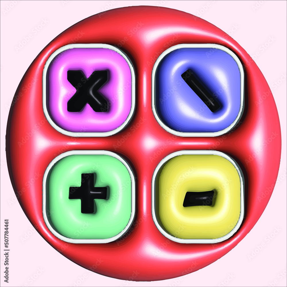 3d set of mathematics mark isolated on white background. Plus and ...