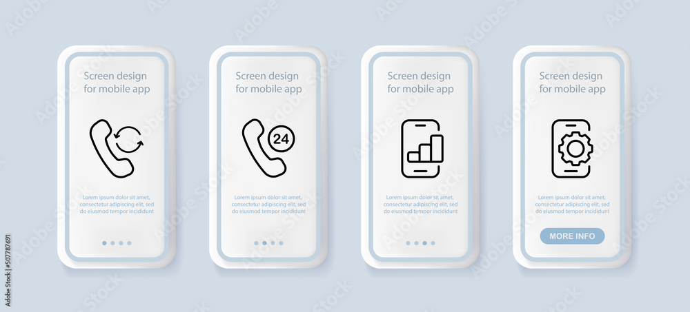 Communication set icon. Landline, circular arrows, 24 7, statistics ...