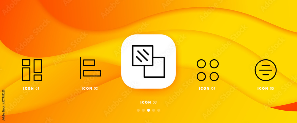 App menu set icon. Application, icons, alignment, sidebar, bar, window ...