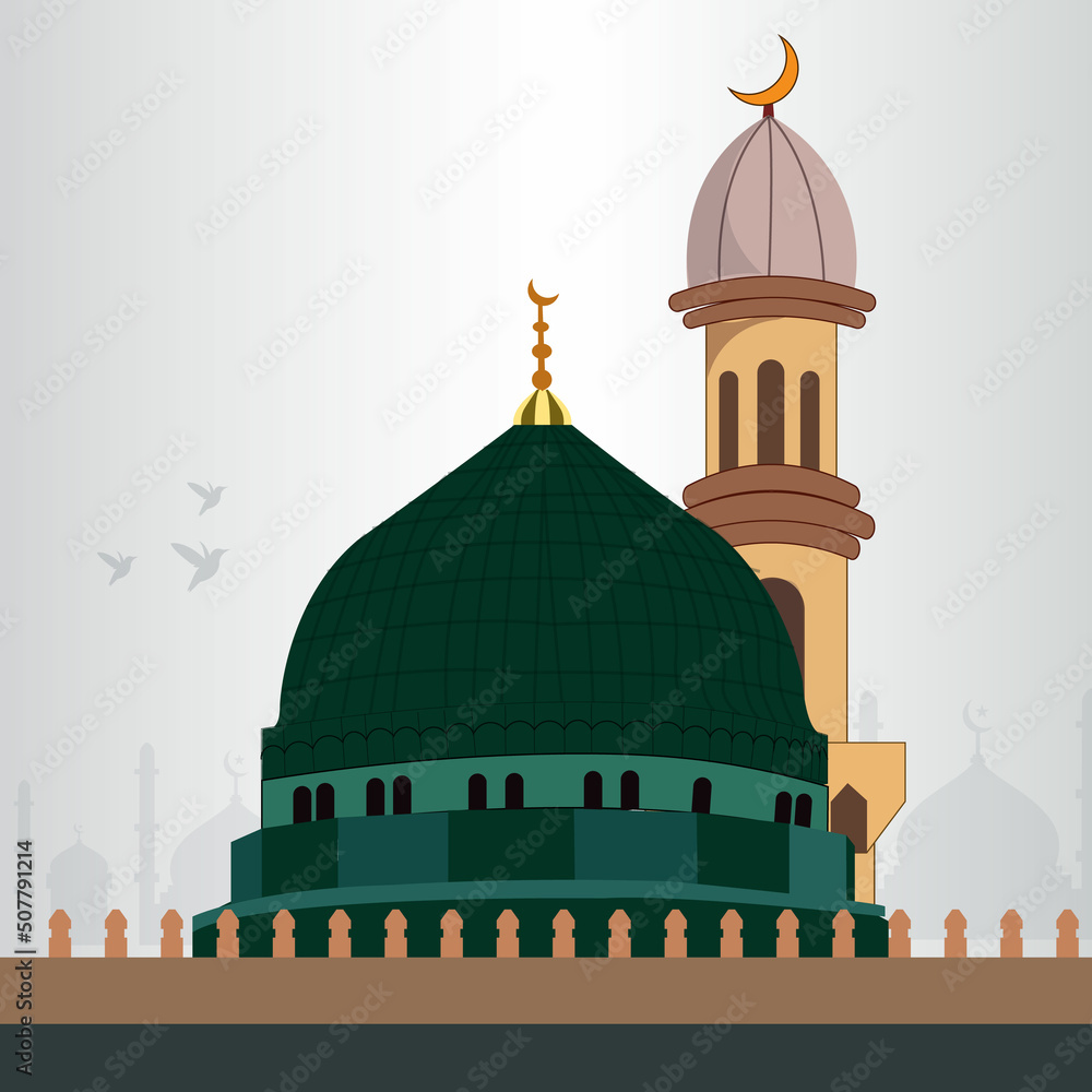 Islamic Madina pilgrimage illustration for hajj and eid al Adha Stock ...
