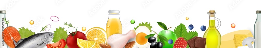 Seamless grocery food banner flat vector border Stock Vector | Adobe Stock