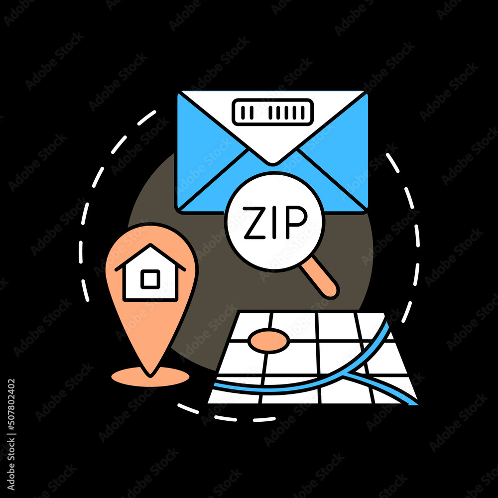 Place of residence concept icon for dark theme. Home address on map ...