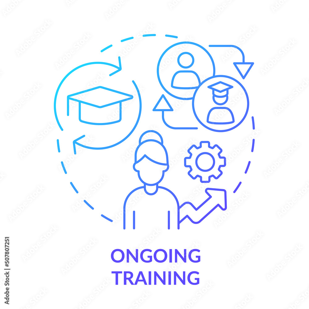 Ongoing training blue gradient concept icon. Advantage of inclusive ...