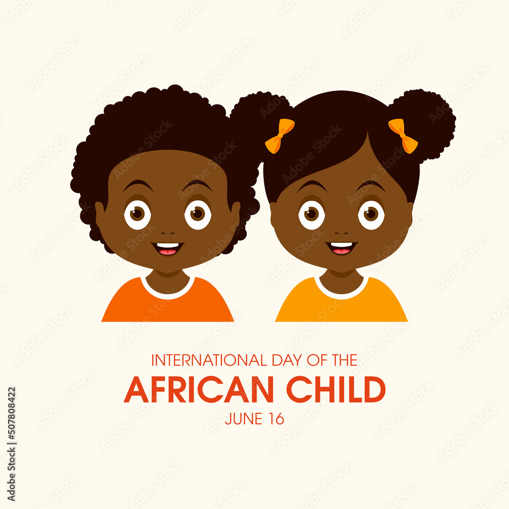 International Day of the African Child vector. Boy and girl cute ...