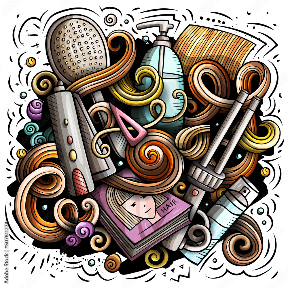 Hair Salon cartoon vector illustration Stock Vector | Adobe Stock