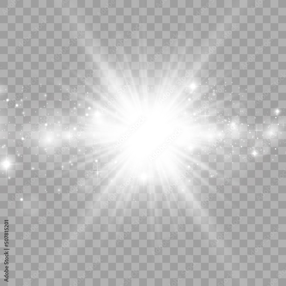 Sparks sparkle with a special light effect. Vector glitters on a ...