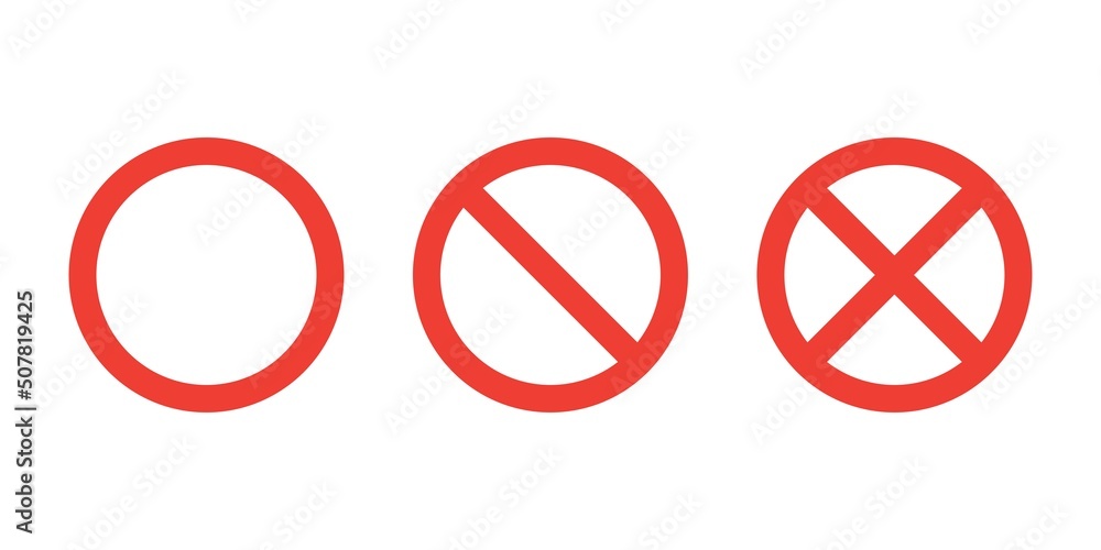 No sign red prohibition sign icon set. . Isolated on white background ...