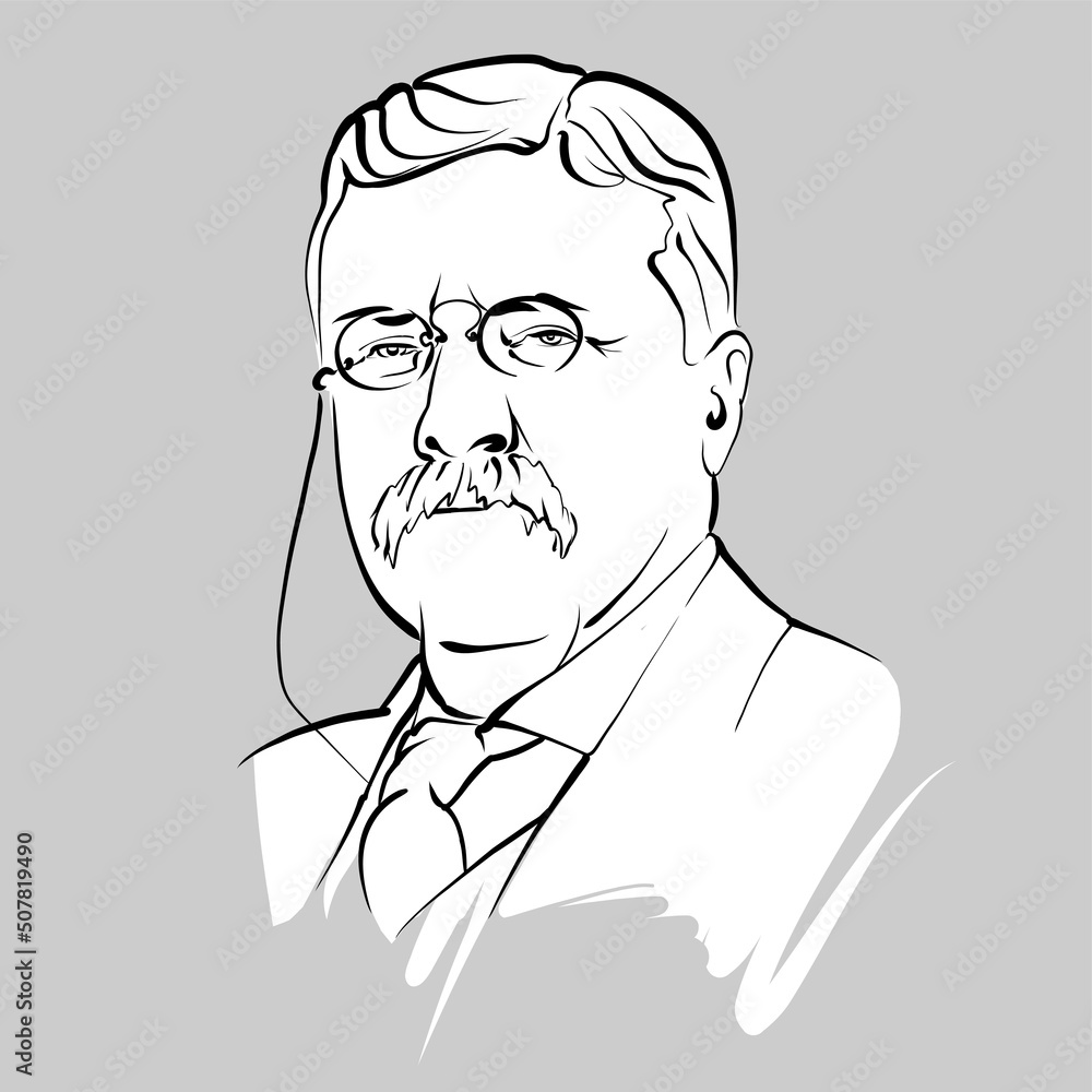 Theodore Roosevelt modern vector drawing Stock Vector | Adobe Stock