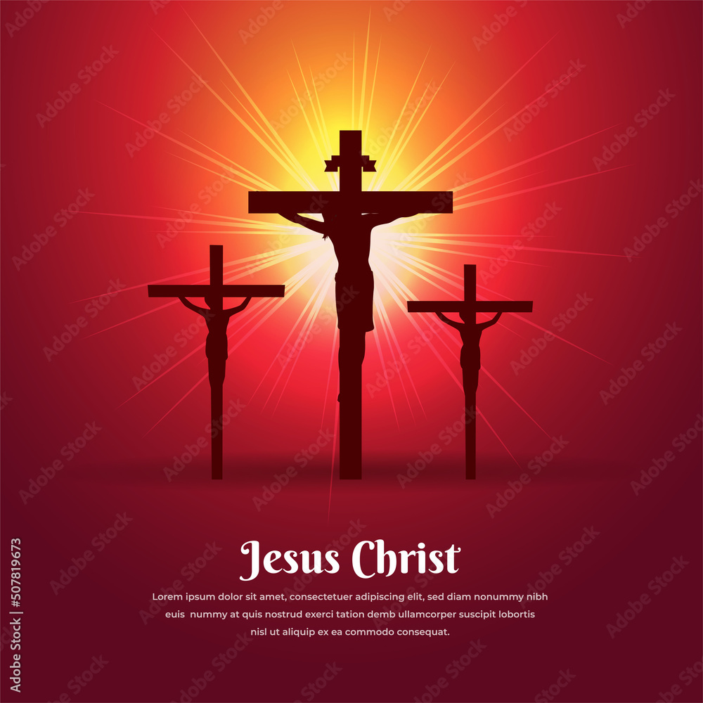 Elegant jesus christ design isolated on red gradient background vector ...