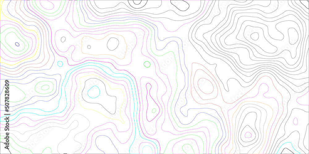 Abstract background with multicolor lines in topography and geography ...