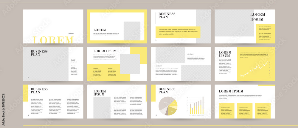business report slide presentation. simple minimal aesthetic yellow ...