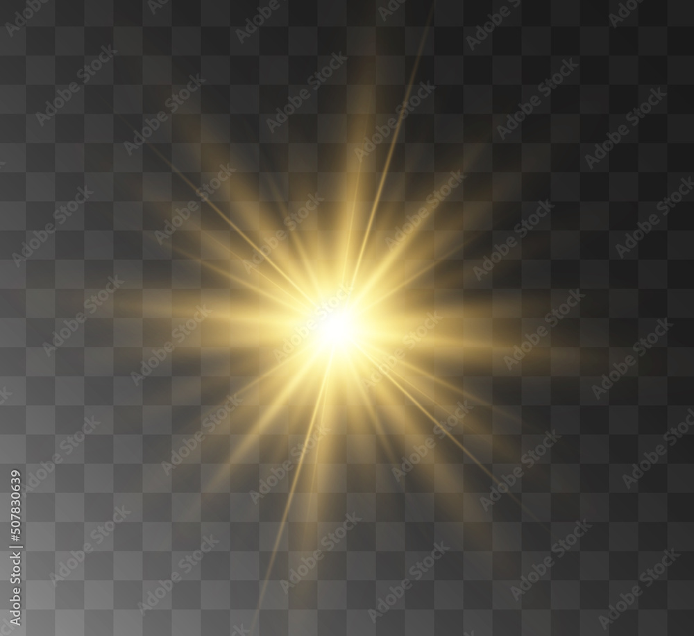 Transparent yellow sunlight special lens flash light effect. Front ...