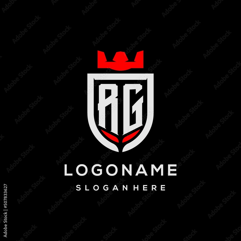 Vetor de Letter RG shield logo gaming, creative esport logo monogram ...