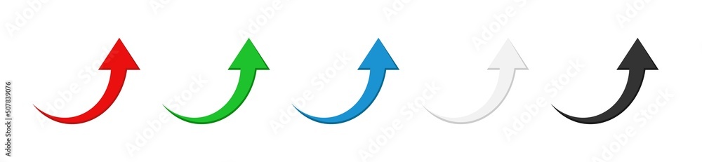 Arrow up icons set. Color curved arrow symbols. Flat simple collection ...