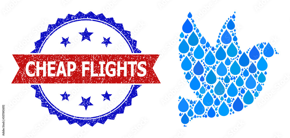 Vector mosaic flying dove, and bicolor rubber Cheap Flights watermark ...