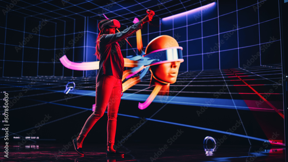 Digital Artist Making Presentation of a Modern VR Software for ...