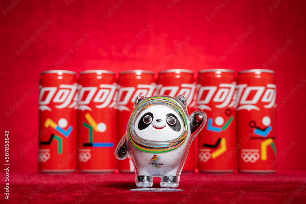 ZHONGSHAN China-May 24,2022:mascot for 2022 BeiJing Winter Olympics ...