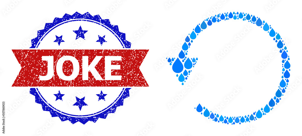 Vector mosaic rotate CCW, and bicolor rubber Joke seal stamp. Rotate ... Vector mosaic rotate CCW, and bicolor rubber Joke seal stamp. Rotate ...