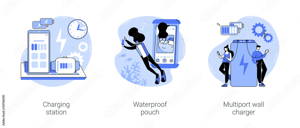 Electronics accessories and supplies isolated cartoon vector ...