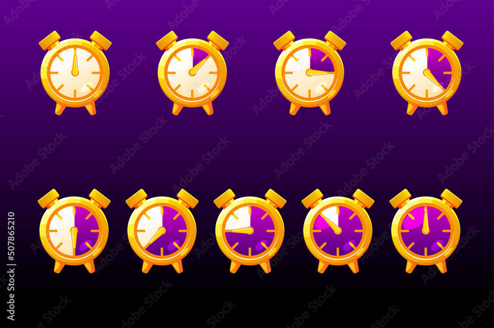 Time line bar, vector clock icons for game. Stock Vector | Adobe Stock