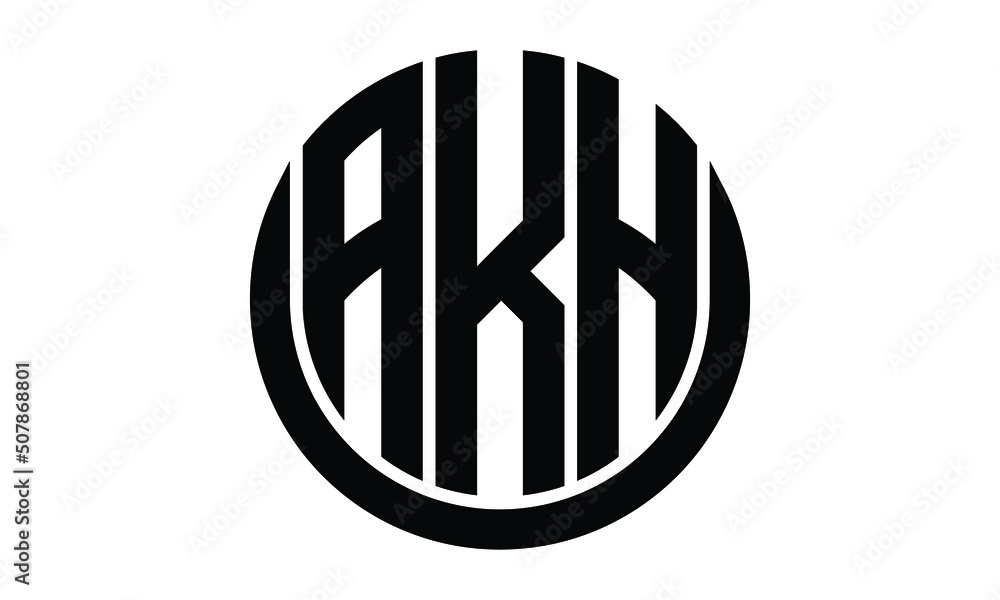 AKH shield with round shape logo design vector template | monogram logo ...