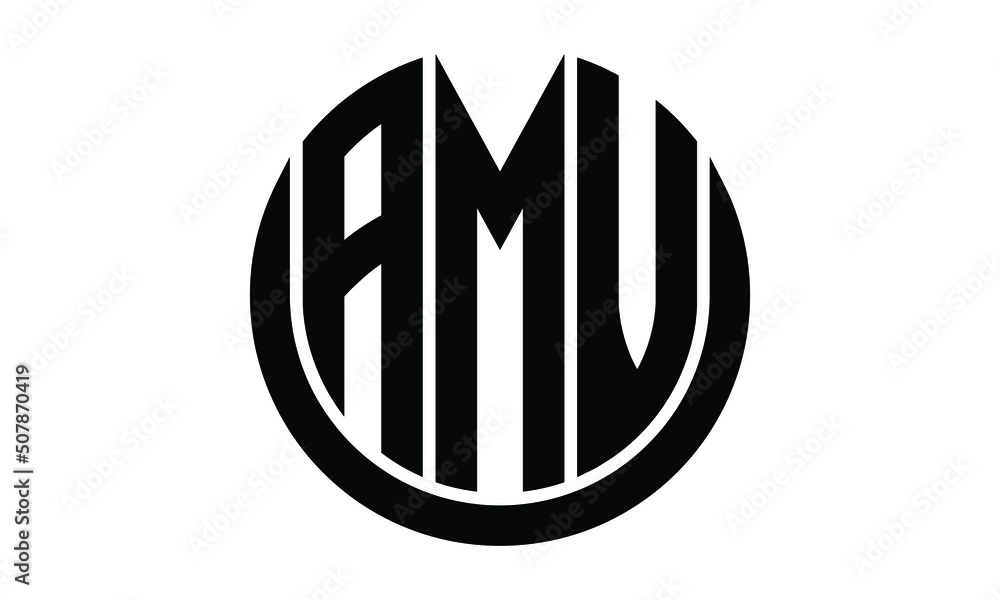 AMV shield with round shape logo design vector template | monogram logo ...