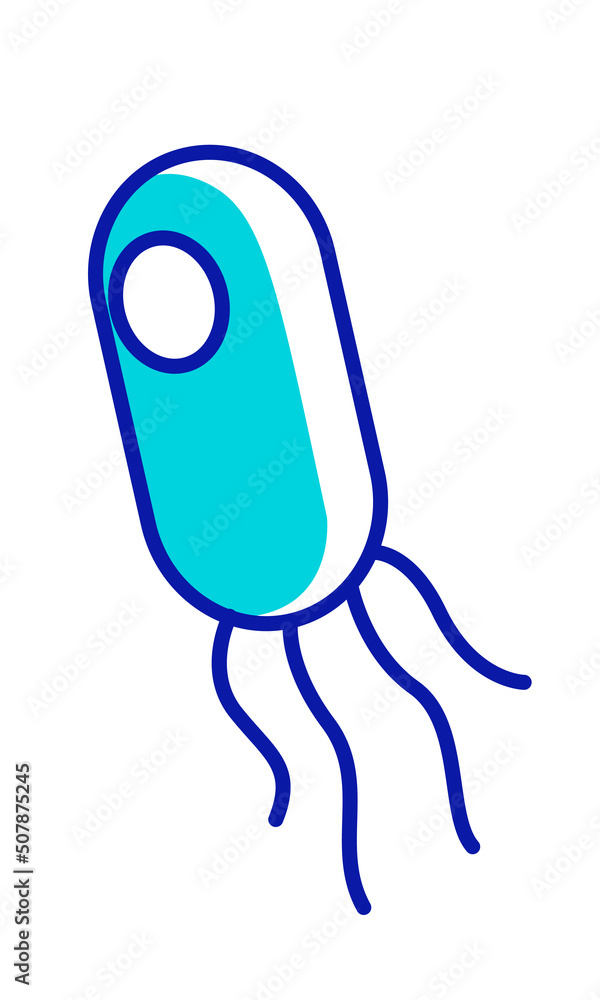 Bacterium semi flat color vector element. Full sized object on white ...