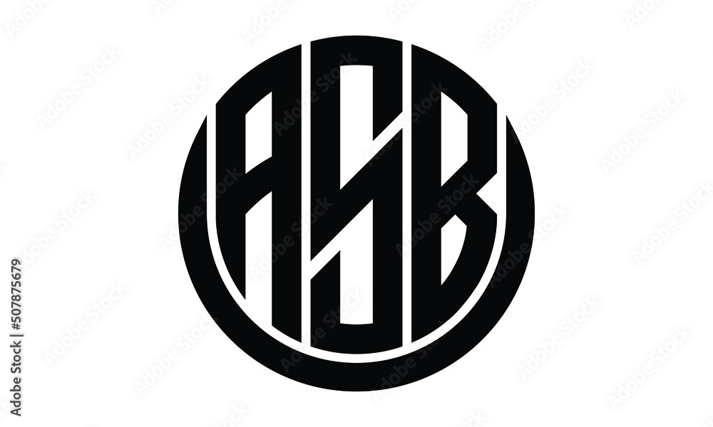 ASB shield with round shape logo design vector template | monogram logo ...