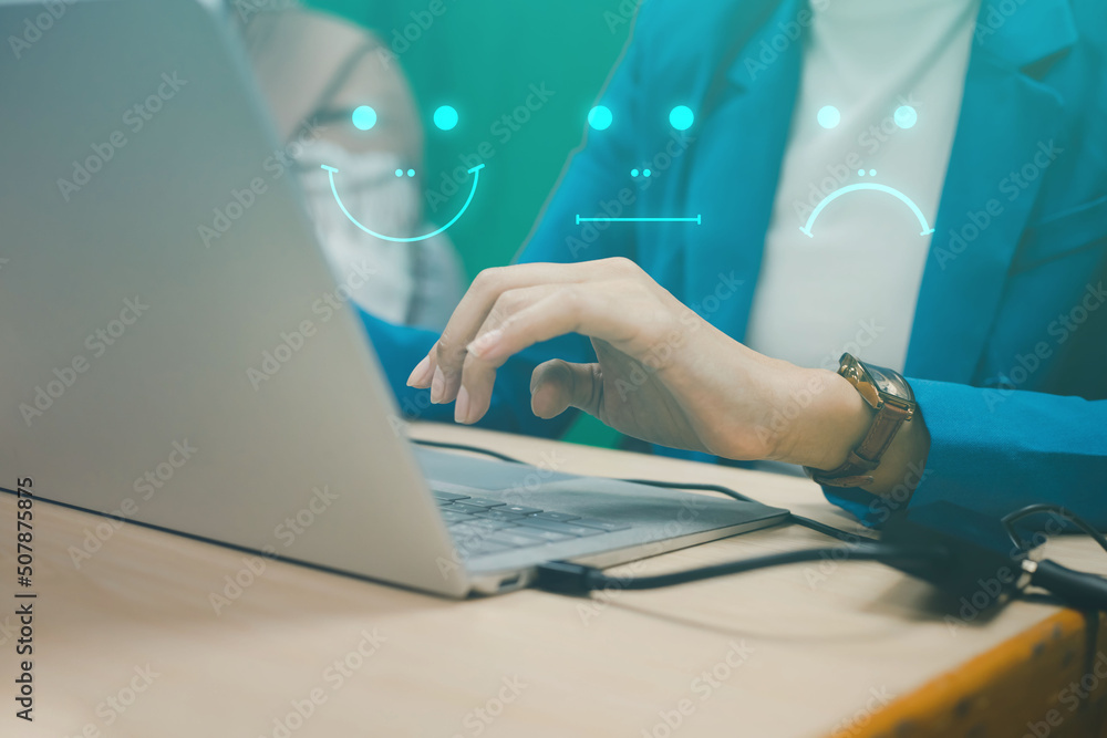 customer experience concept Businessman Rating Smile Technology ...