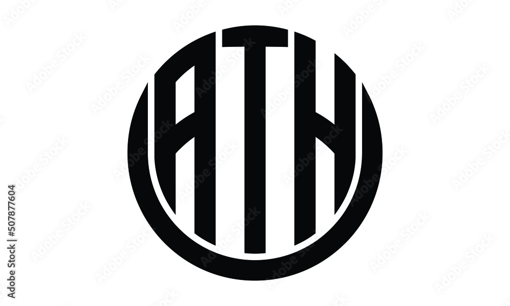 ATH shield with round shape logo design vector template | monogram logo ...