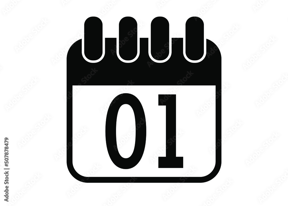 Vetor de Day 1. Simple day 1 calendar icon in black and white. do Stock ...