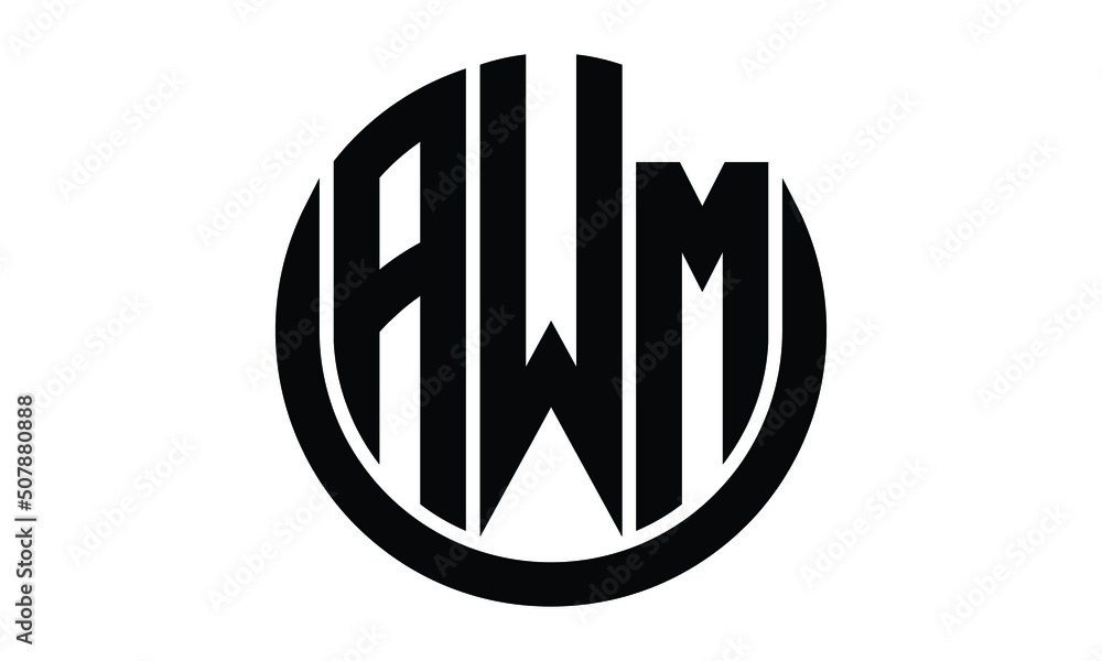 AWM shield with round shape logo design vector template | monogram logo ...