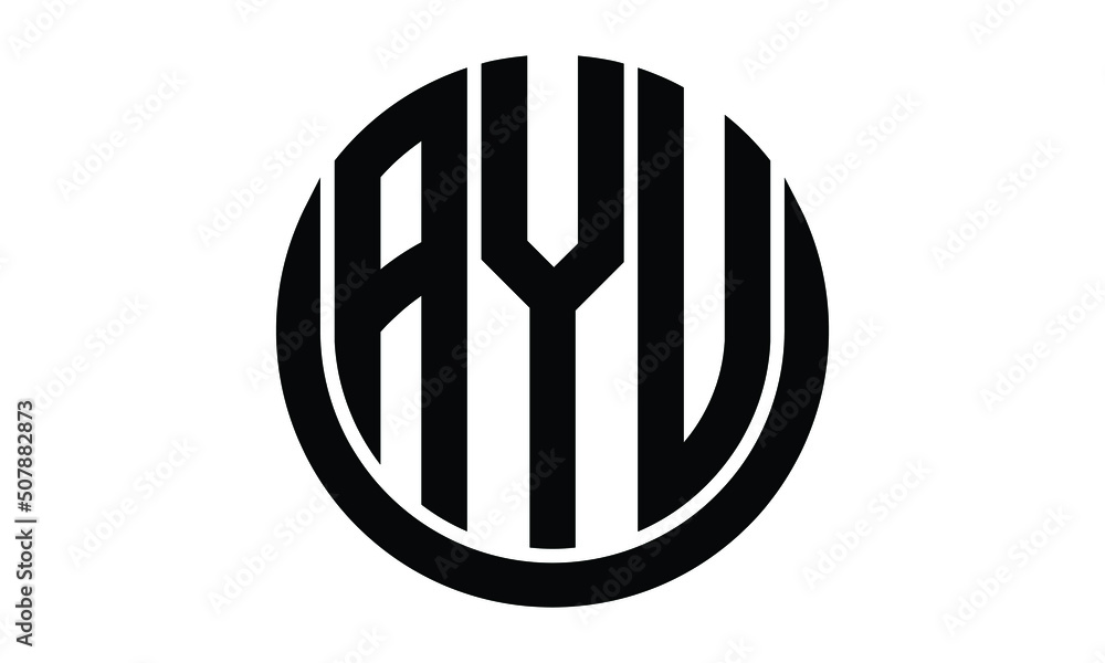 AYU shield with round shape logo design vector template | monogram logo ...
