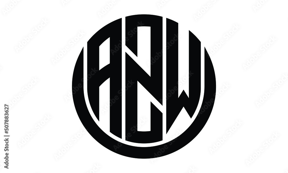 AZW shield with round shape logo design vector template | monogram logo ...