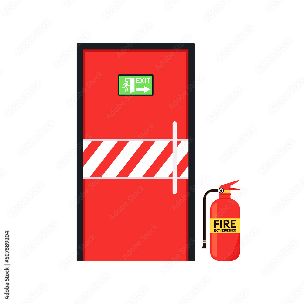 Fire door vector. Fire alarm cartoon vector. Fire alarm system. Fire ...