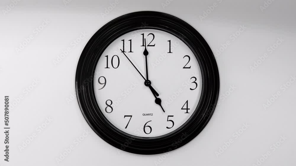 Classic Black Wall Clock With White Background. Black Hands On The ...