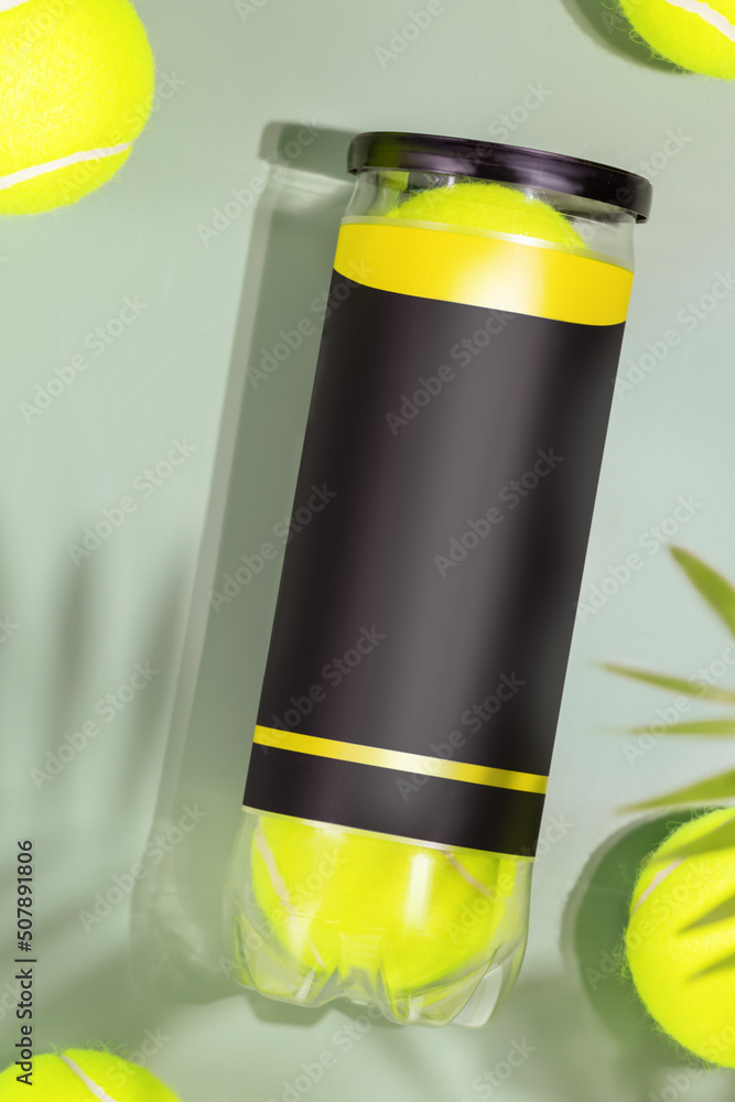 Mockup of Tennis Balls Packaging. Closed package of tennis balls on a ...