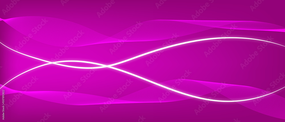 Abstract pink background with horizontal lines and neon light. Modern ...