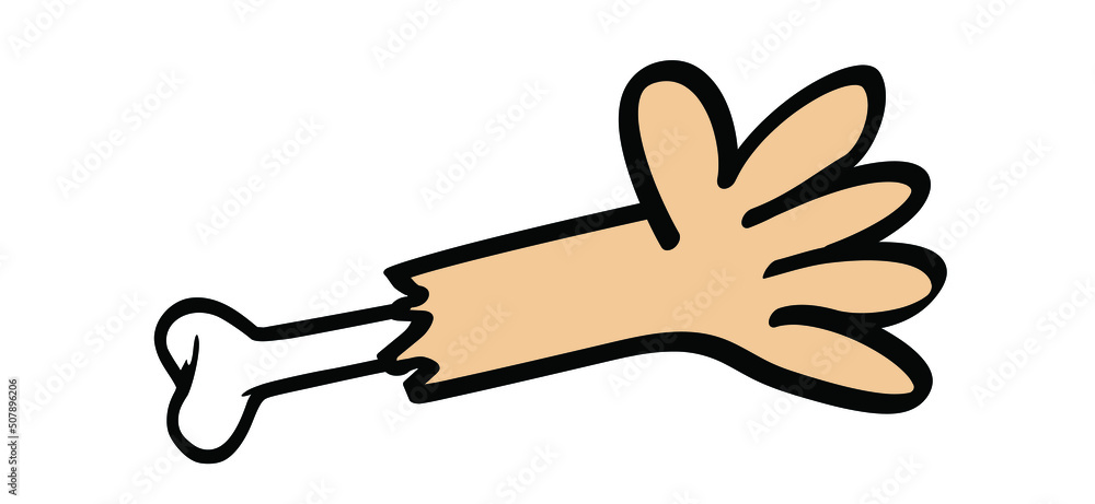 Skeleton bone with hand. Cartoon, comic Halloween party, holiday icon ...