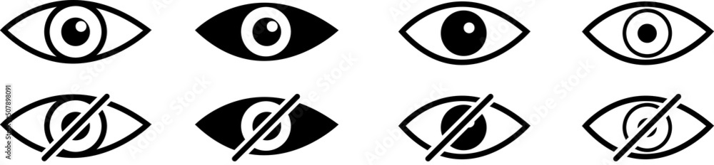 Eye icon set. Eyesight symbol. Retina scan eye icons. Simple eyes ...