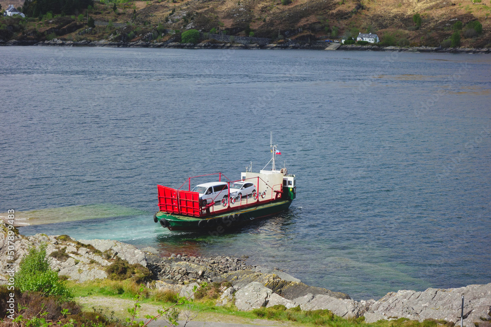 Glenelg ferry to Skye, Scottish Highlands- shows the smallest ferry and ...