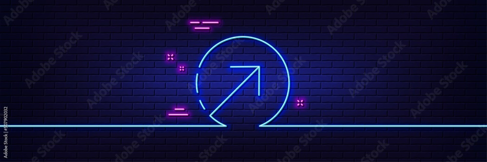 Neon light glow effect. Direction arrow line icon. Arrowhead symbol ...