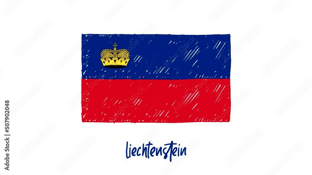 Liechtenstein National Country Flag Marker or Pencil Sketch ...