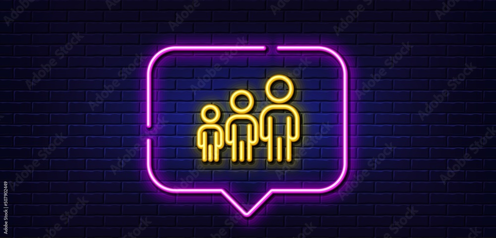 Neon light speech bubble. Business hierarchy line icon. Teamwork ...