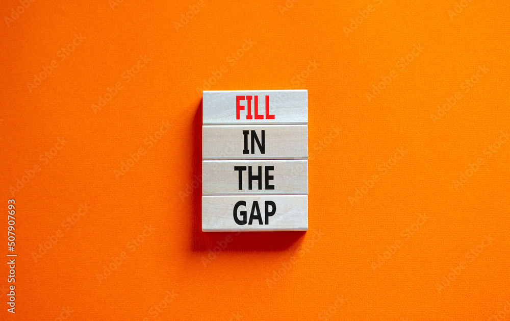 Fill in the gap symbol. Concept words Fill in the gap on wooden blocks ...