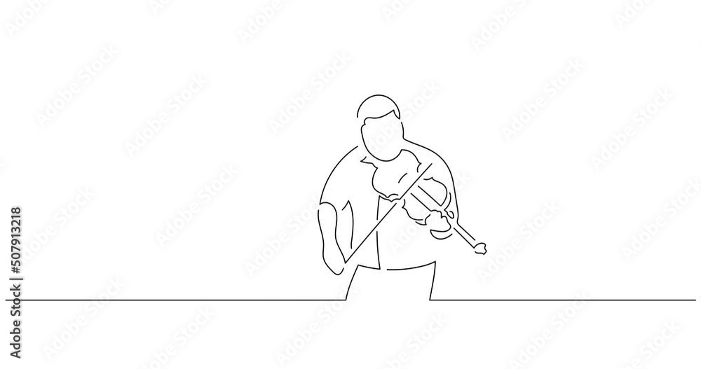 Fiddle player in line art animation. Video footage of musician playing ...